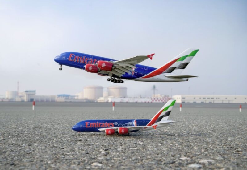 Emirates reveals striking all-blue A380 ahead of the Emirates NBA Cup ...