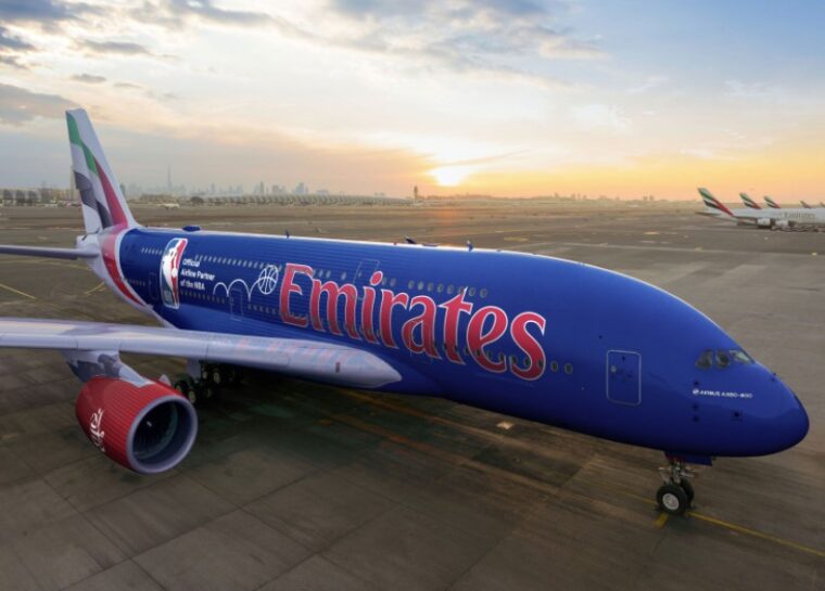 Emirates reveals striking all-blue A380 ahead of the Emirates NBA Cup ...