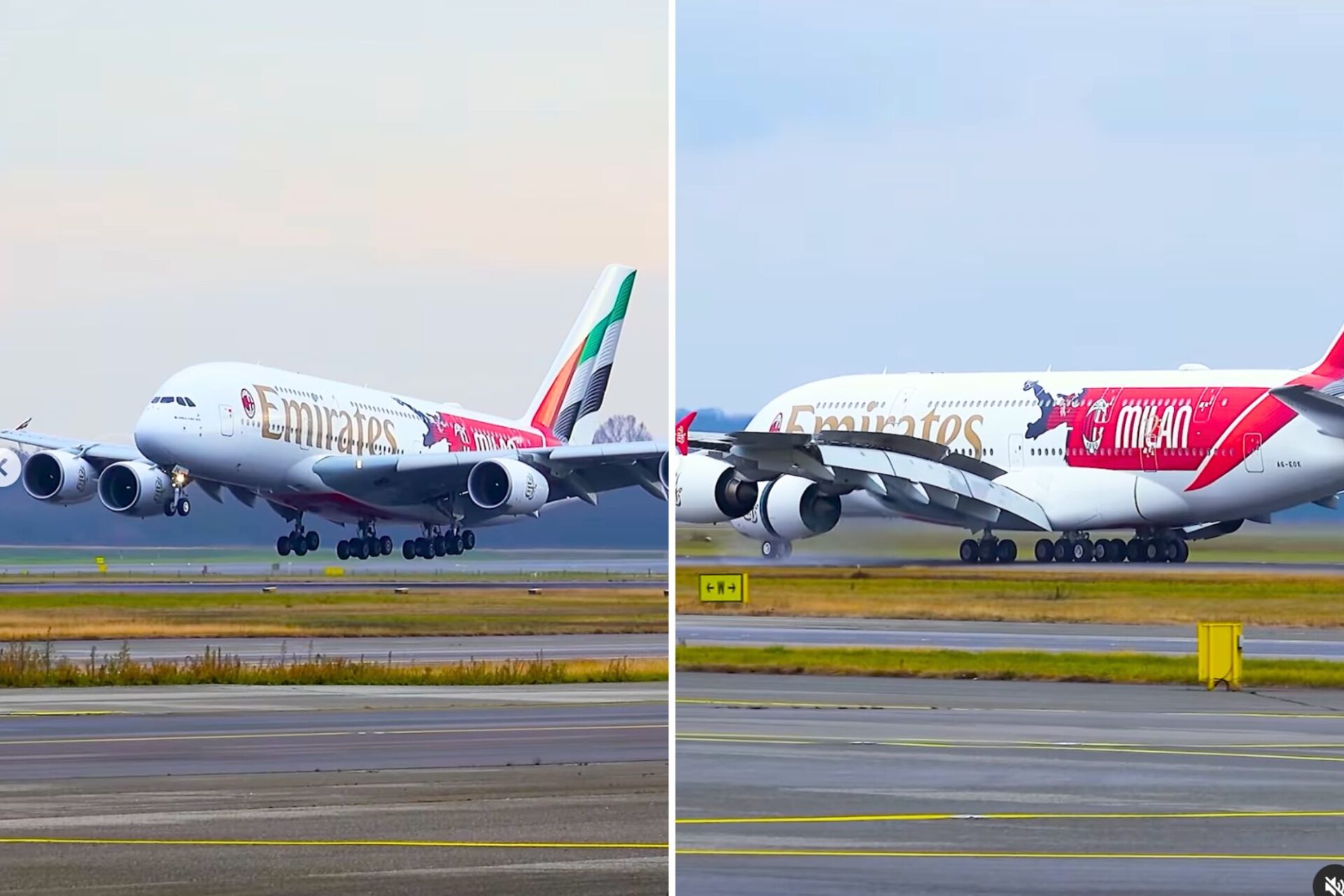 Emirates A380 with AC Milan livery arrives at Milan Airport - AeroTime