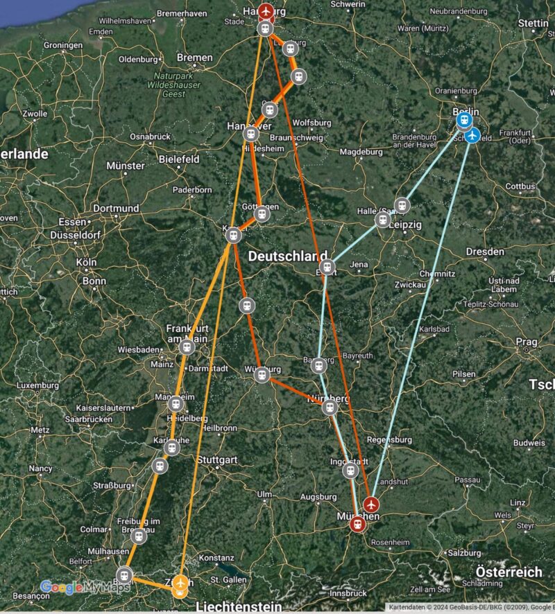 The physics of mobility: road, rail, and air travel