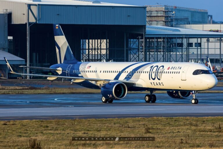Delta’s centenary-liveried A321neo begins ground tests