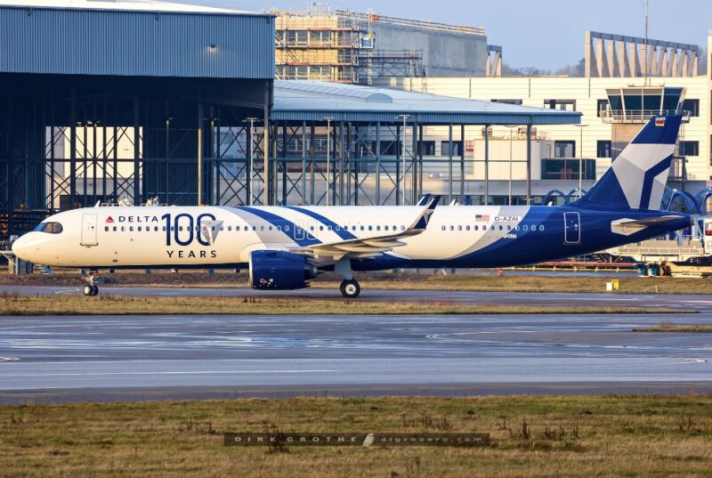 Delta’s centenary-liveried A321neo begins ground tests