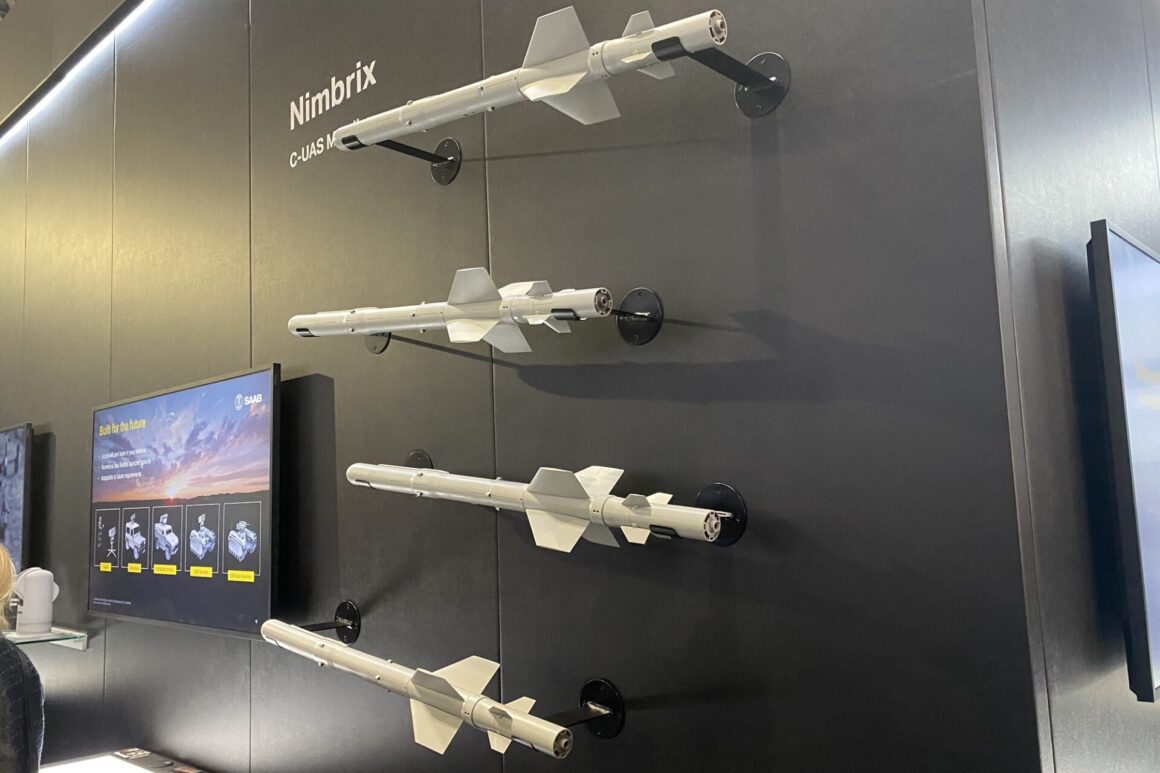 Saab showcases new meter-long drone hunter missile at DSEI