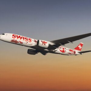 SWISS A350 takes off on first intercontinental flight to US