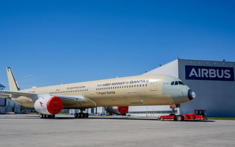Qantas' Project Sunrise A350 emerges from Airbus factory