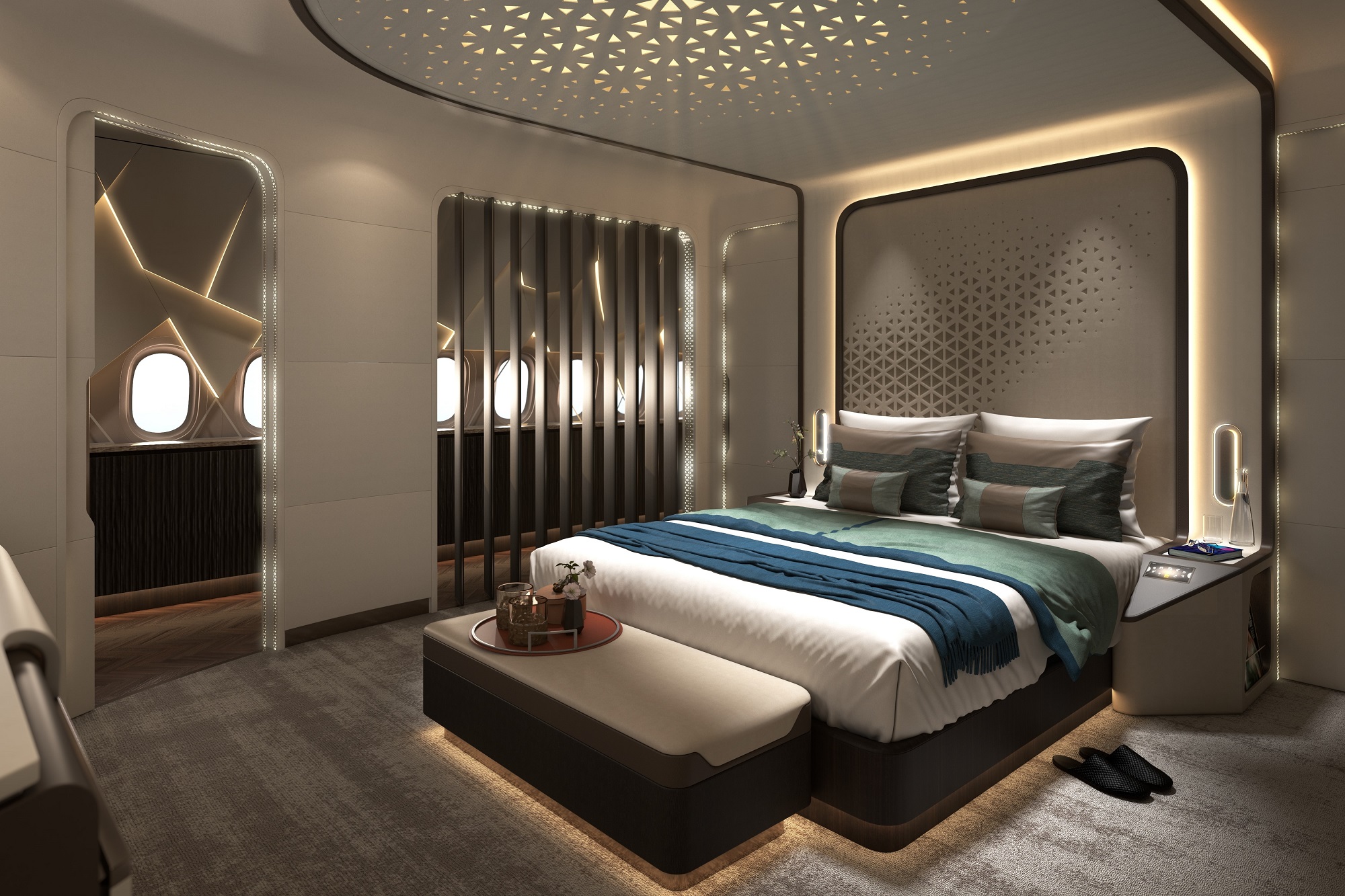 The Boeing 777-9 private jet cabin designed for a King