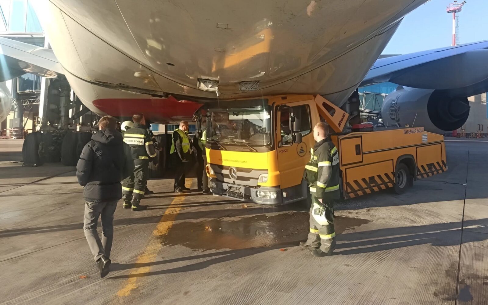 Emirates A380 underbelly sheared open by airport vehicle