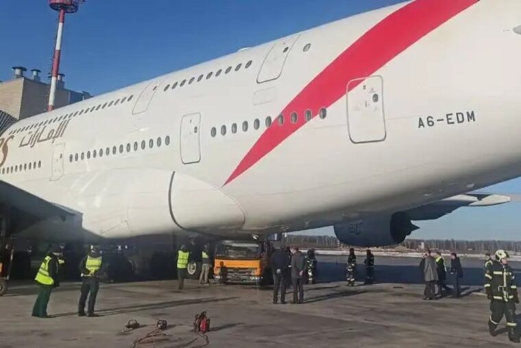 Emirates A380 underbelly sheared open by airport vehicle