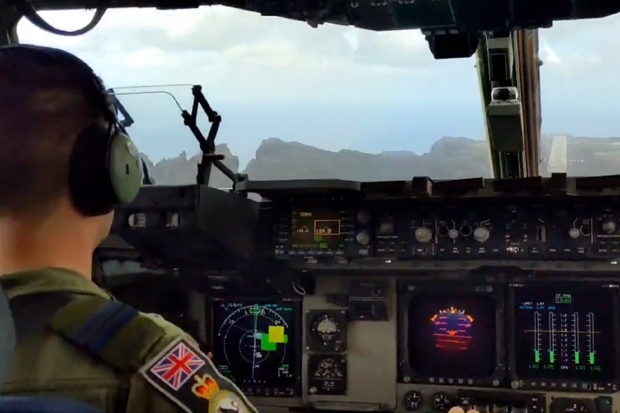 RAF pilots land largest-ever aircraft on St Helena: video