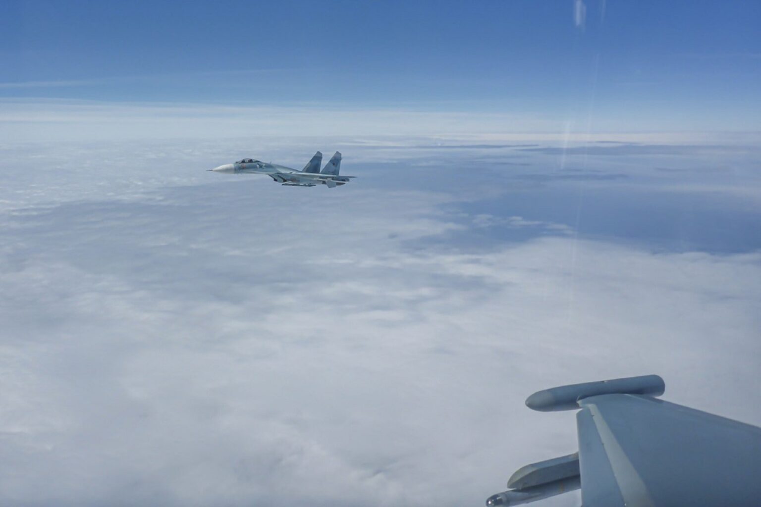 RAF and German jets intercept Russian Su-27s and spy plane