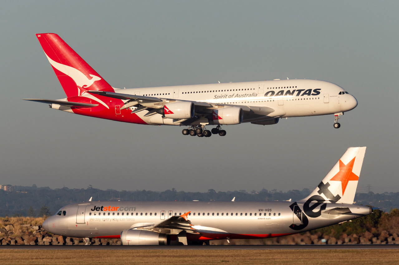 Qantas A380 Singapore Airlines Airbus A380 With QANTAS Boeing 747 At